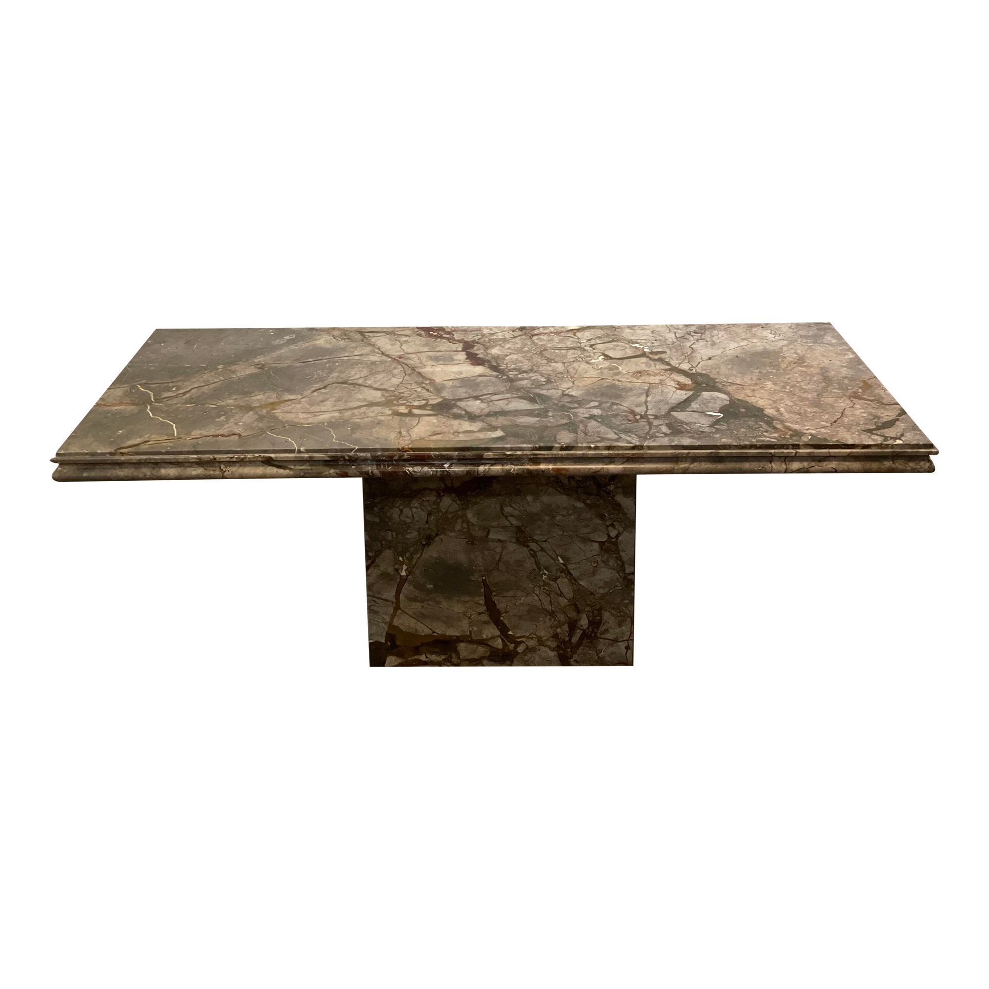 1980s Postmodern Vintage Italian Emperado Marble Honed Dining Table
